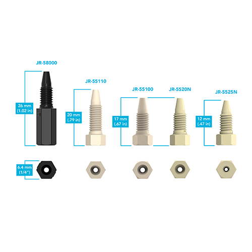 PPS One-Piece Hex-Head Fittings - Black, 10-32, Pack of 5 – VICI Jour